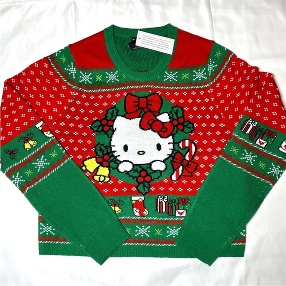 Hello Kitty | Sweaters | Sanrio Hello Kitty Womens Christmas Wreath Red ...